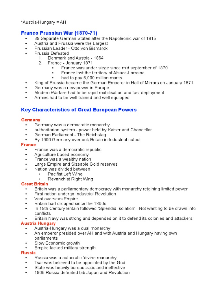 The Causes and Effects of War - IB Notes | PDF | German Empire ...
