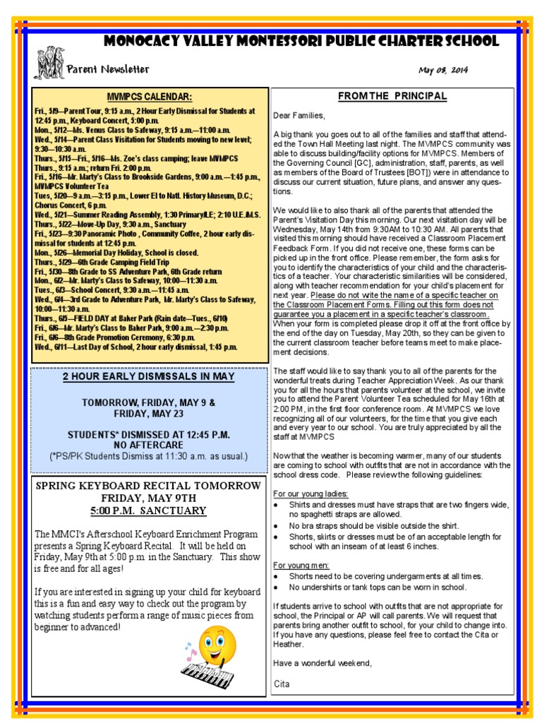 MVMPCS May 2014 Parent Newsletter | PDF | Immunology | Schools
