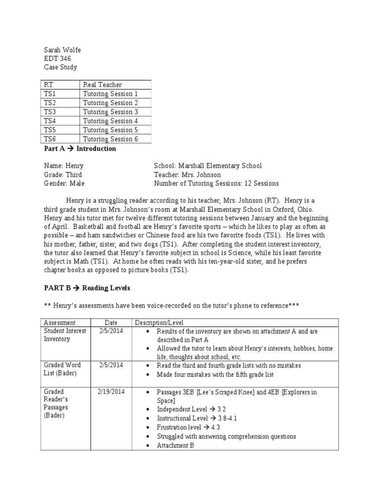 Henry's Reading Intervention Case Study | PDF | Learning | Linguistics