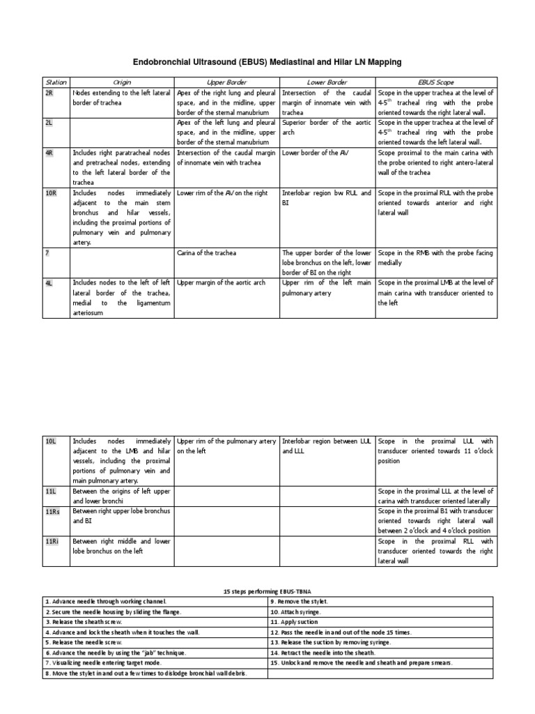 EBUS Mediastinal LN Mapping Guide | PDF | Lung | Respiration