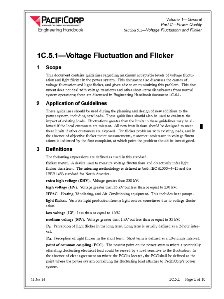 1C.5.1-Voltage Fluctuation and Flicker: 1 Scope | PDF | Electric Power ...
