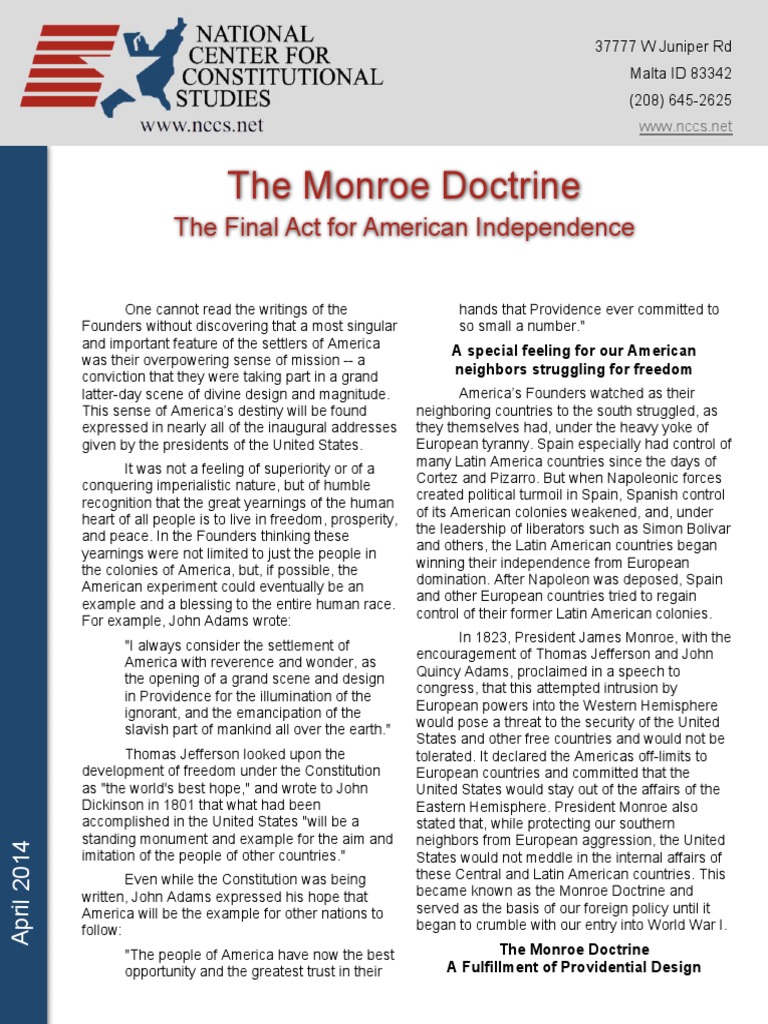 Monroe Doctrine | PDF | James Monroe | Global Politics