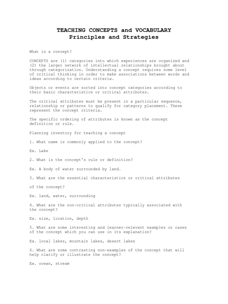 Teaching Concepts and Vocabulary | PDF | Concept | Vocabulary
