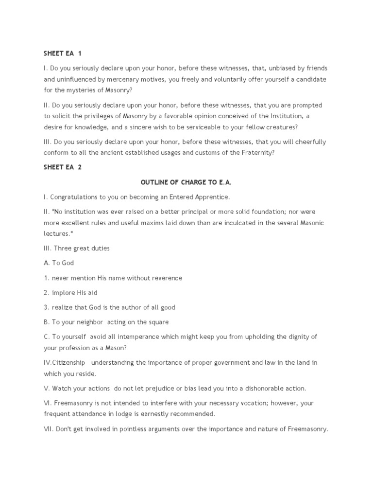 Instruction Handouts | PDF | Freemasonry | Masonic Lodge