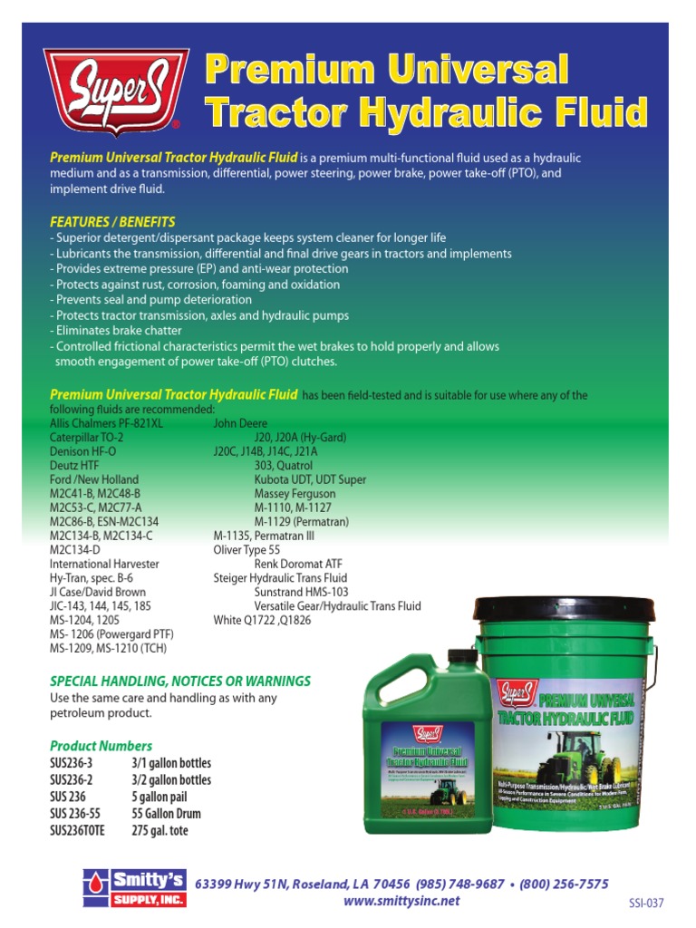 Tractor Hydraulic Fluid Guide | PDF