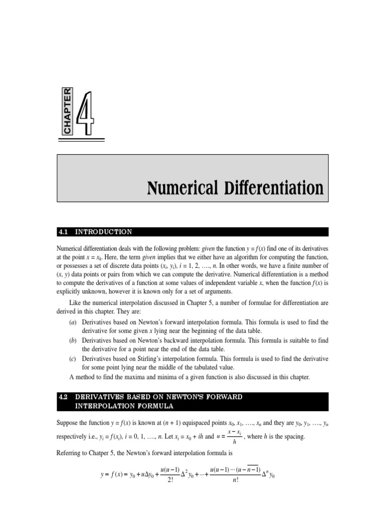 Numerical Differentiation Pdf Numerical Analysis Finite Difference