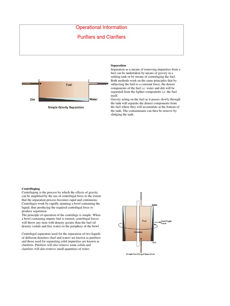 Operational Information Purifiers and Clarifiers: Separation | PDF ...