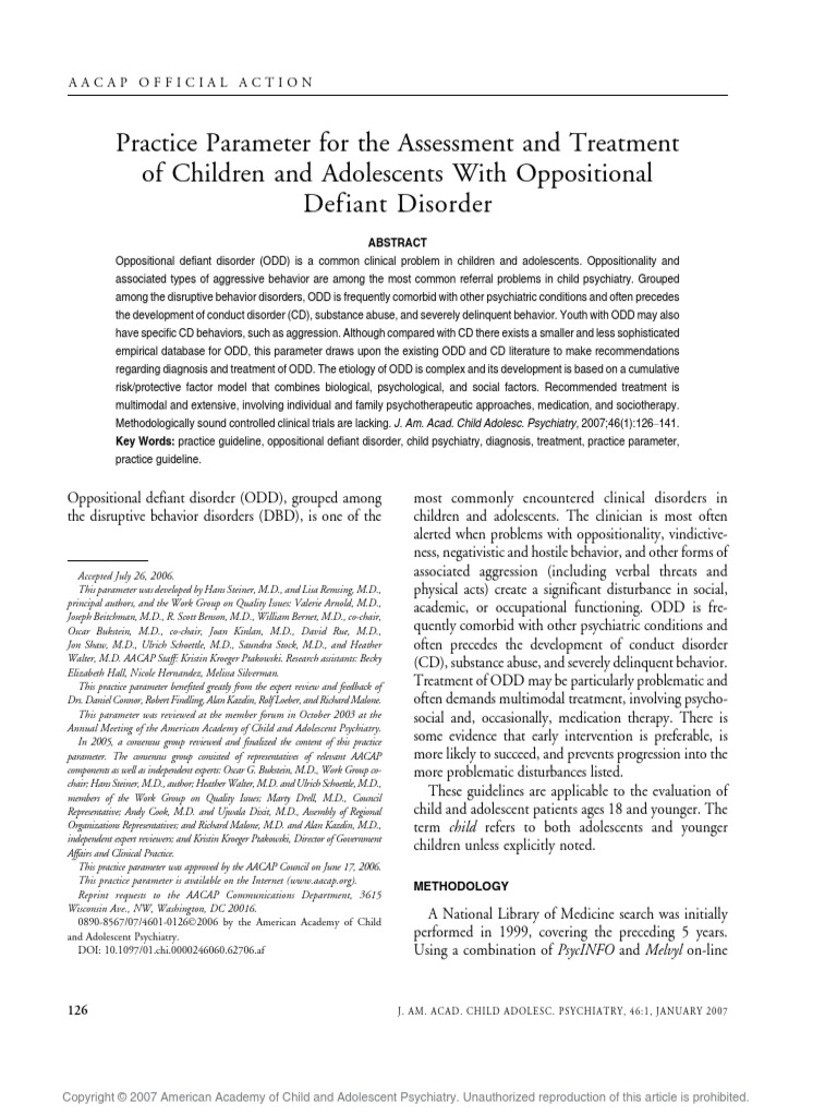 Practice Parameter For The Assessment and Treatment of Children and ...
