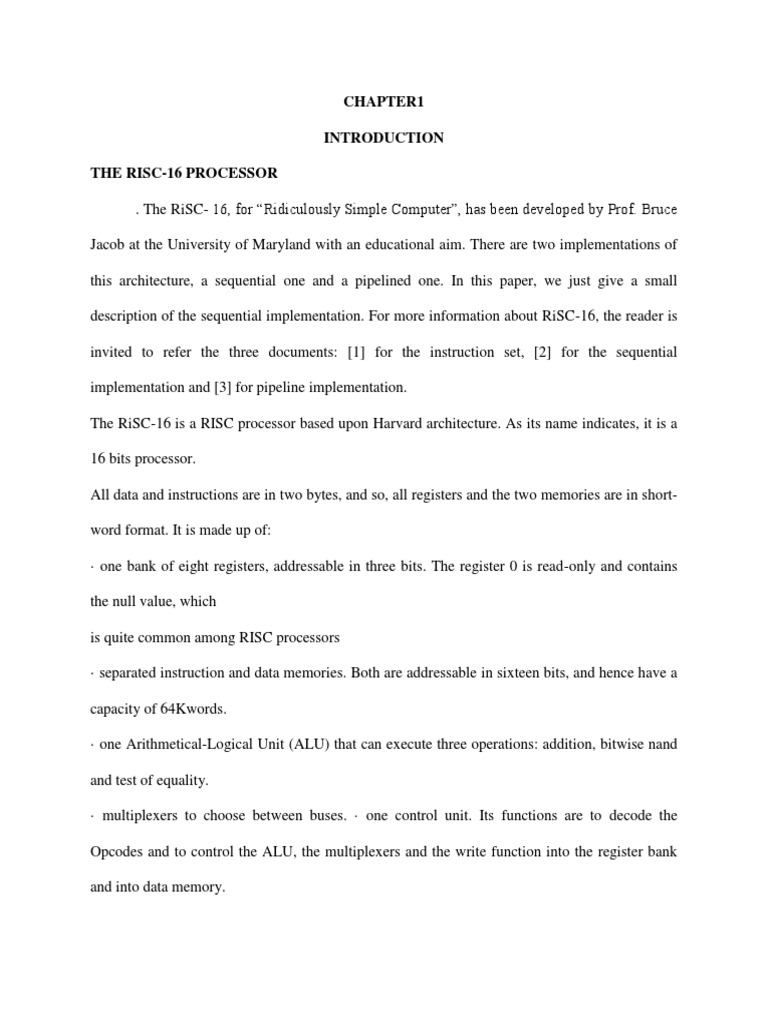 16 - Bit RISC Processor Design For Convolution Application Using Verilog HDL | PDF | Instruction ...