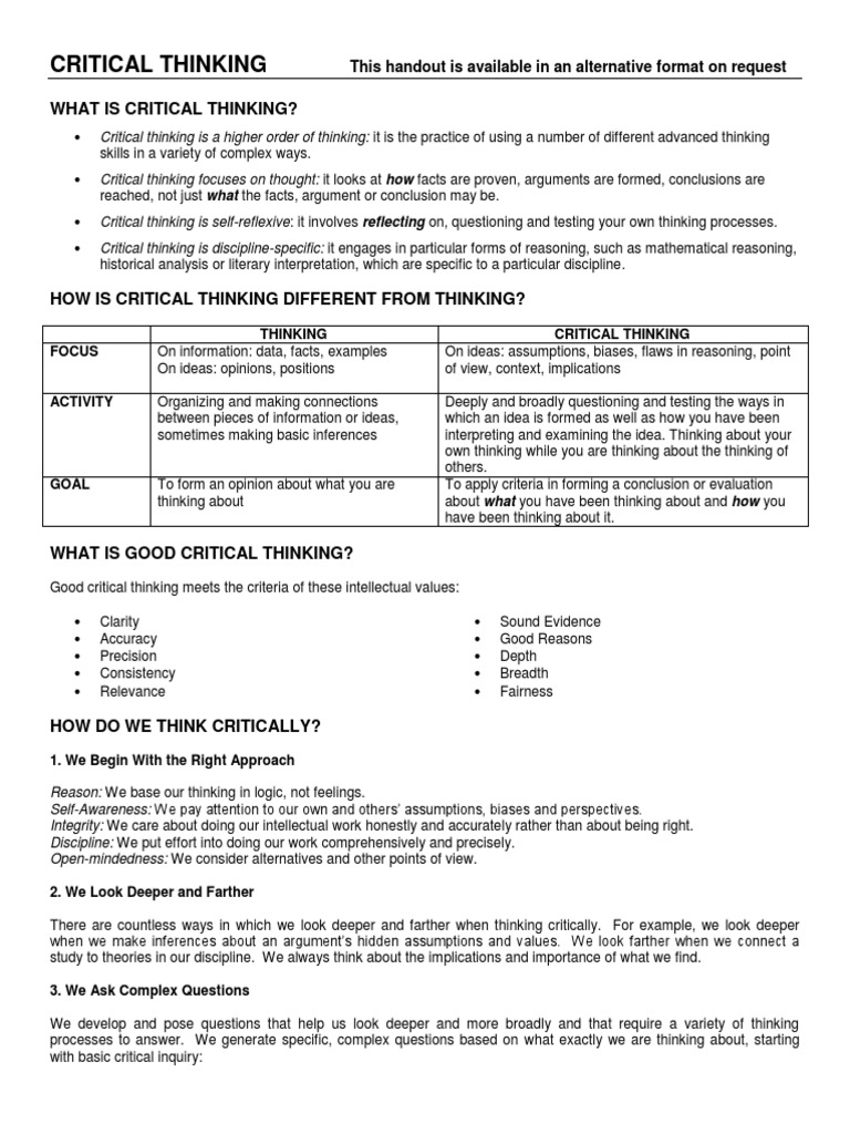 Critical Thinking | Download Free PDF | Critical Thinking | Thought
