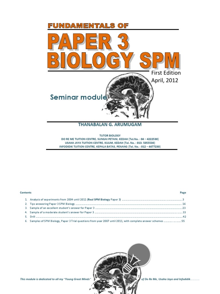 Fundamentals of Paper 3 Biology SPM | PDF | Wellness | Science ...