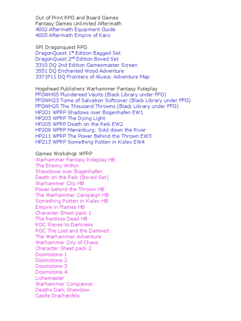 Out of Print RPG | PDF | Role Playing Games | Tabletop Games