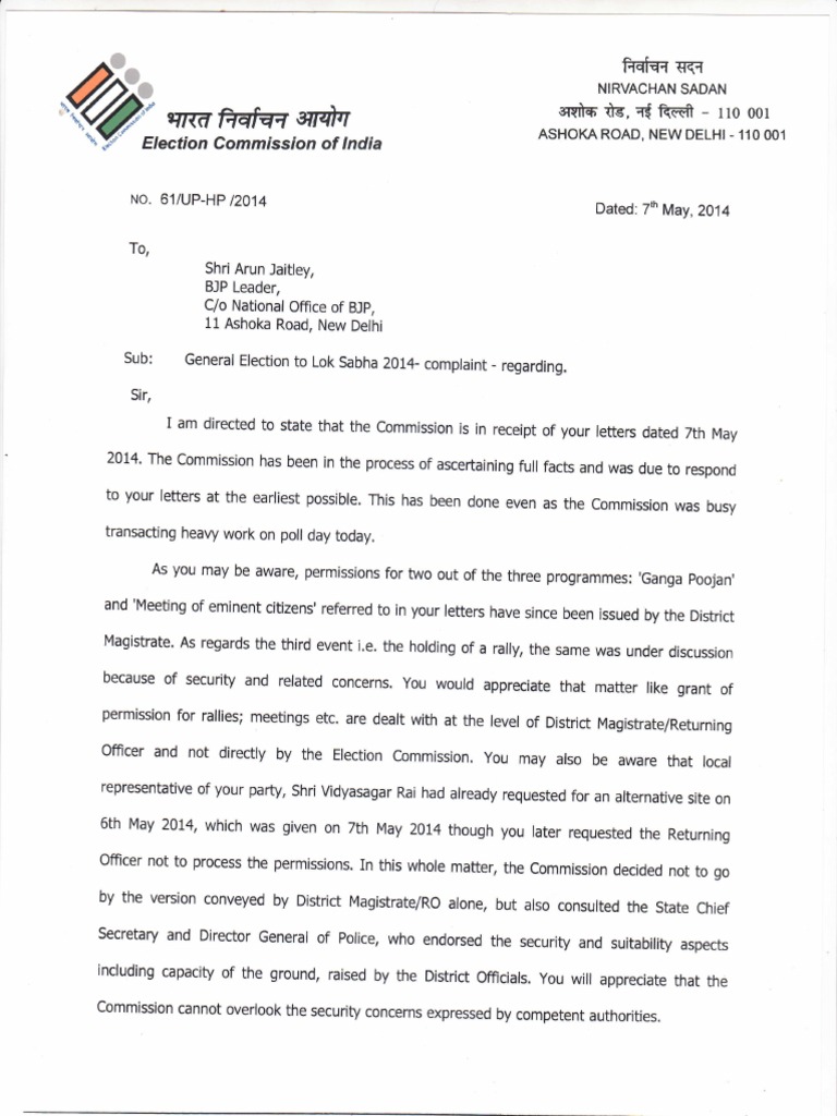 Election Commission Response to BJP Concerns | PDF | Political Events ...