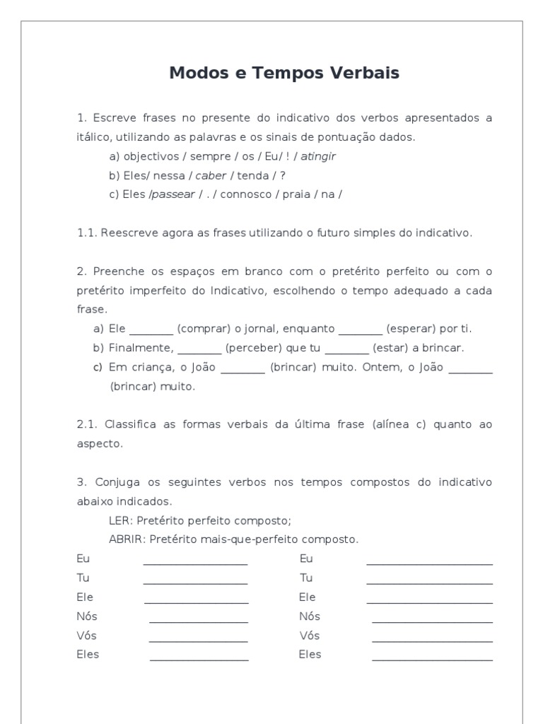 Modos e Tempos Verbais | PDF | Idiomas