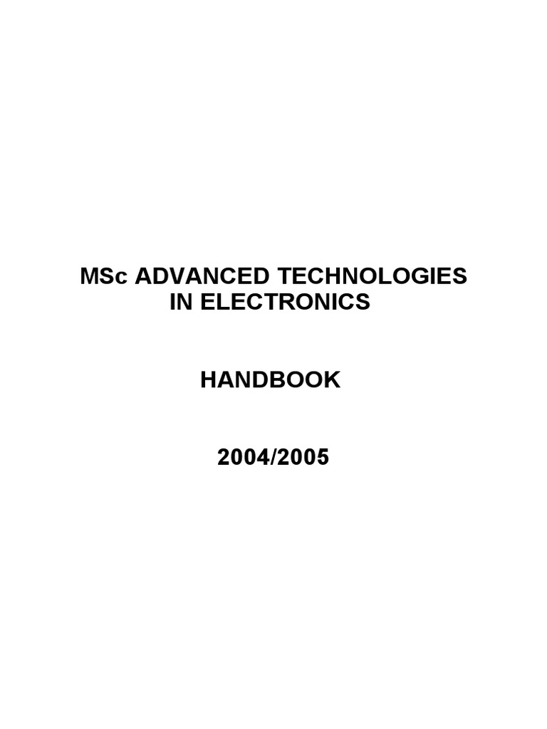 MSC Advanced Technologies in Electronics | PDF | Postgraduate Education ...