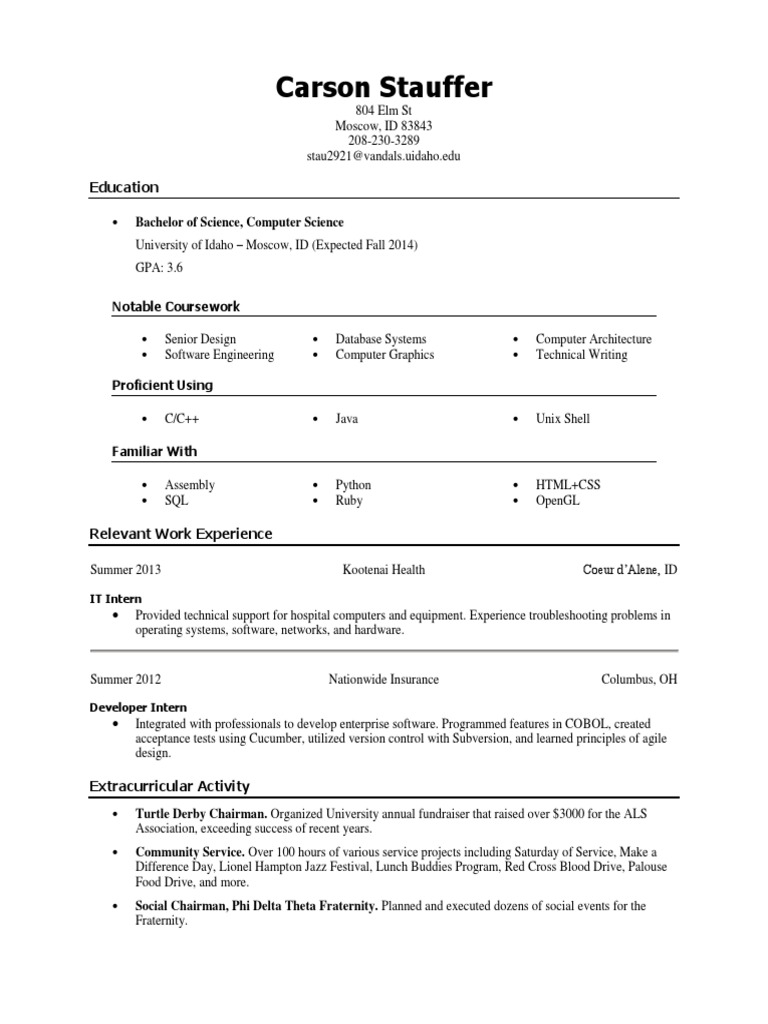 Carson Stauffer Resume | PDF