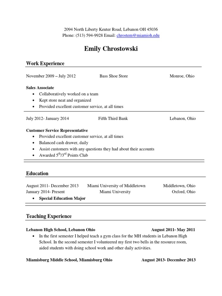 Emily Chrostowski's Resume | PDF