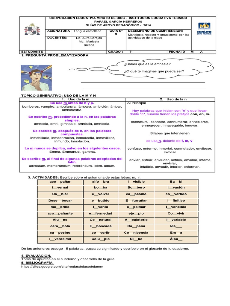 Uso de la M y N: Guía y Ejercicios | PDF | Relaciones personales ...