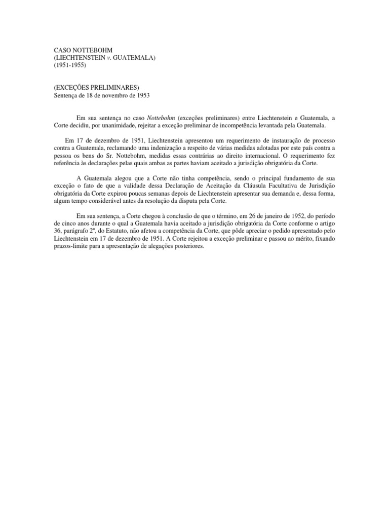 Caso Nottebohm | PDF | Nacionalidade | Estado