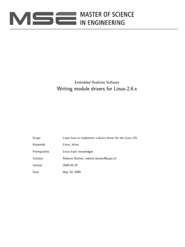 Writing Module Drivers For Linux 2 6 X Embedded Realtime Software Pdf Device Driver