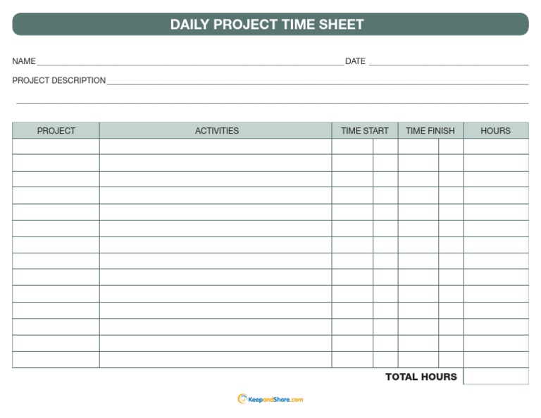 Daily Project Time Sheet | PDF | Business | Computers