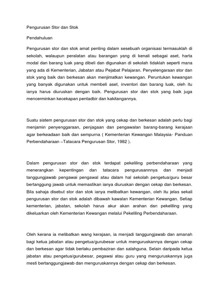 Pengurusan Stor dan Stok di Sekolah | PDF