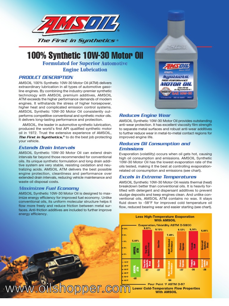 AMSOIL 10W-30 Syntehtic Oil Available at | PDF | Motor Oil | Vehicle ...