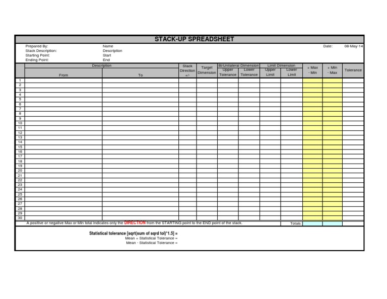 Dimension Stack-Up Sheet1 | PDF | Teaching Mathematics