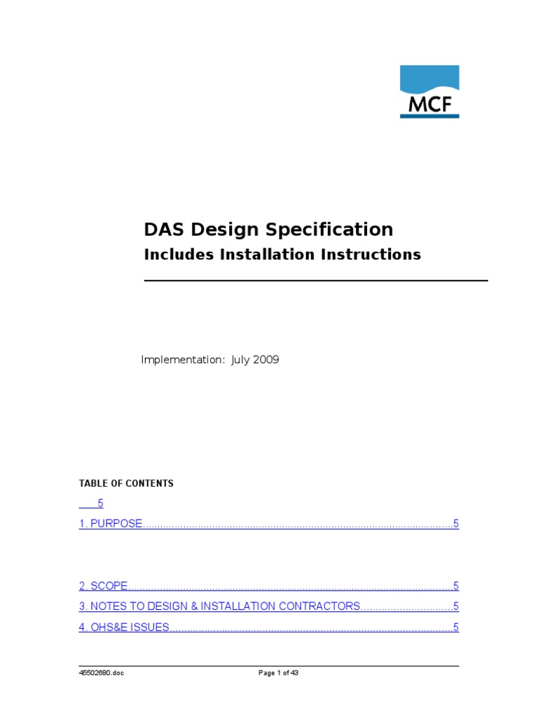 DAS Design Specification: Includes Installation Instructions | PDF ...