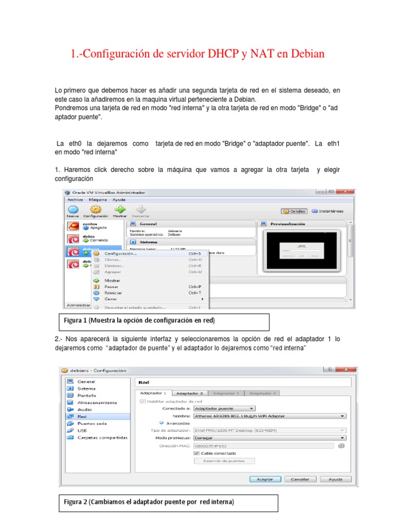 Instalación y Configuración de Servidor DHCP Con NAT en DEBIAN | PDF | Dirección IP | Estándares ...