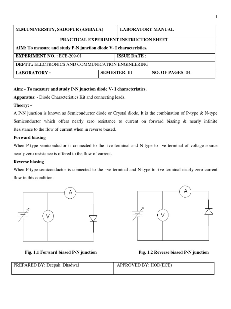 Semiconductor Devices and Circuit Lab Manual | PDF | Rectifier | P–N ...