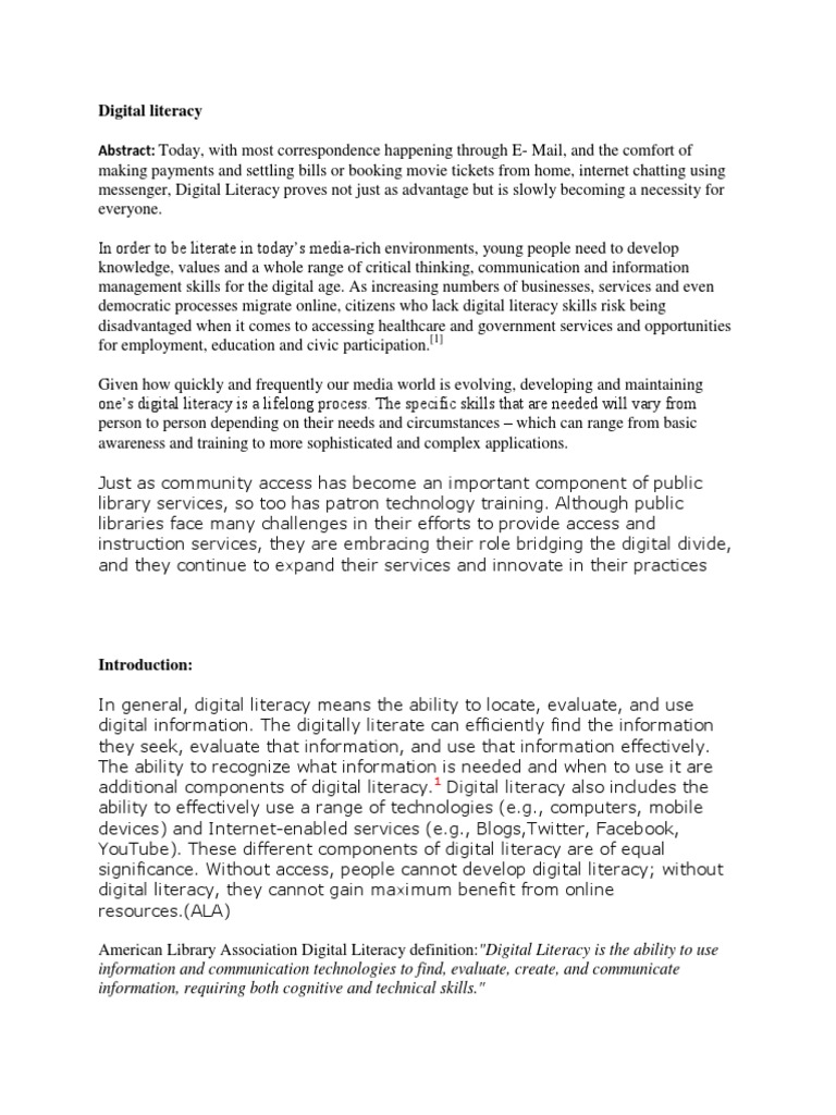 Digital Literacy | PDF | Literacy | Librarian