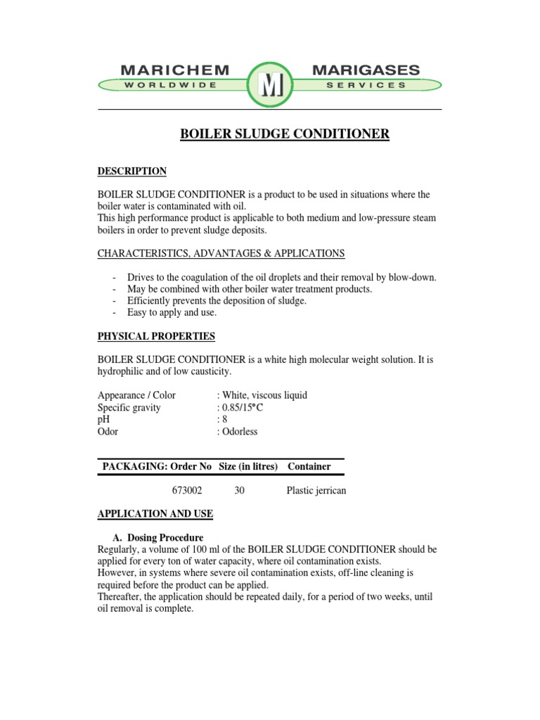 Boiler Sludge Conditioner: A Product for Removing Oil Contamination ...