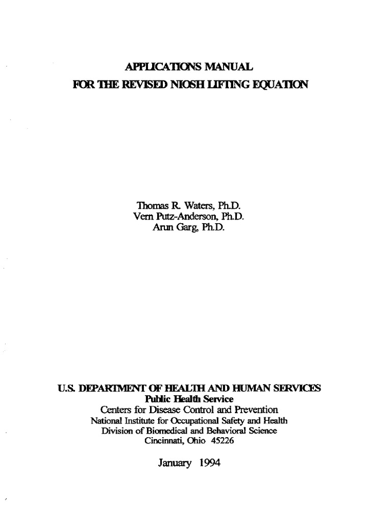 NIOSH Lifting Equation Manual | PDF