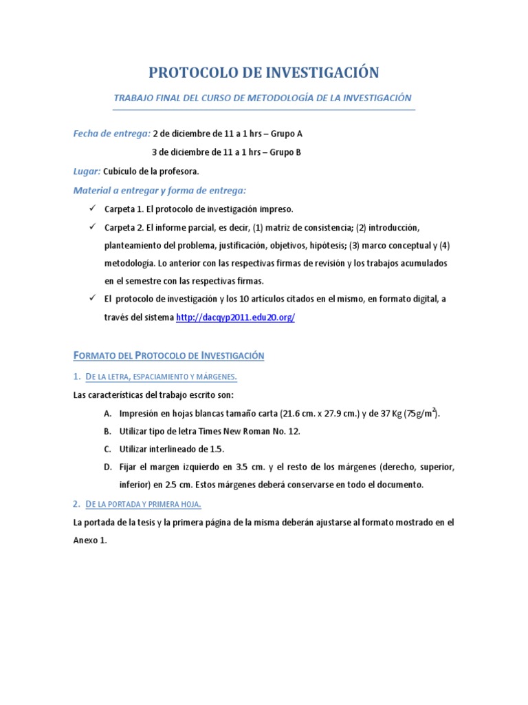 PROTOCOLO DE INVESTIGACIÓN_Formato.pdf | Tabla (base de datos) | Bibliografía | Free 30-day ...