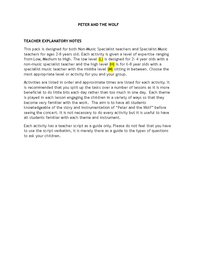 Engaging Activities for "Peter and the Wolf" | PDF | Woodwind ...