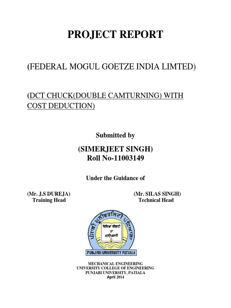 Project Report: (Federal Mogul Goetze India Limted) | PDF