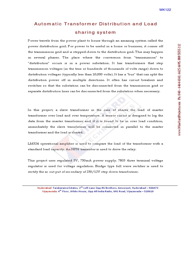 Automated Transformer Load Sharing System | PDF | Electric Power ...