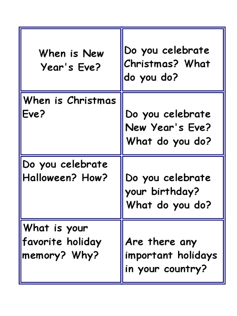 Holiday Speaking Questions for Kids | PDF