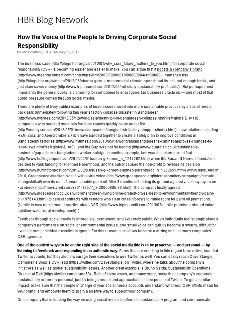 How The Voice of The People Is Driving Corporate Social Responsibility ...