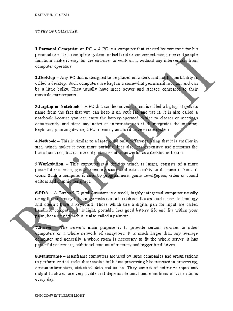 Types of Computer | PDF