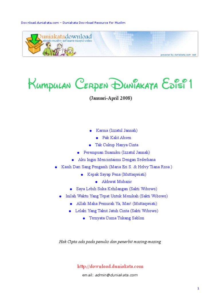 Kumpulan Cerpen Islami Edisi1 Duniakata | PDF