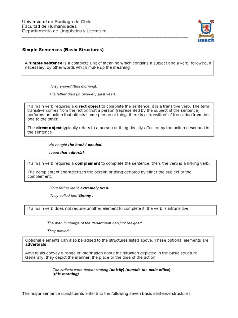 Simple Sentences (Basic Structures) | PDF | Philosophy | Language Arts ...