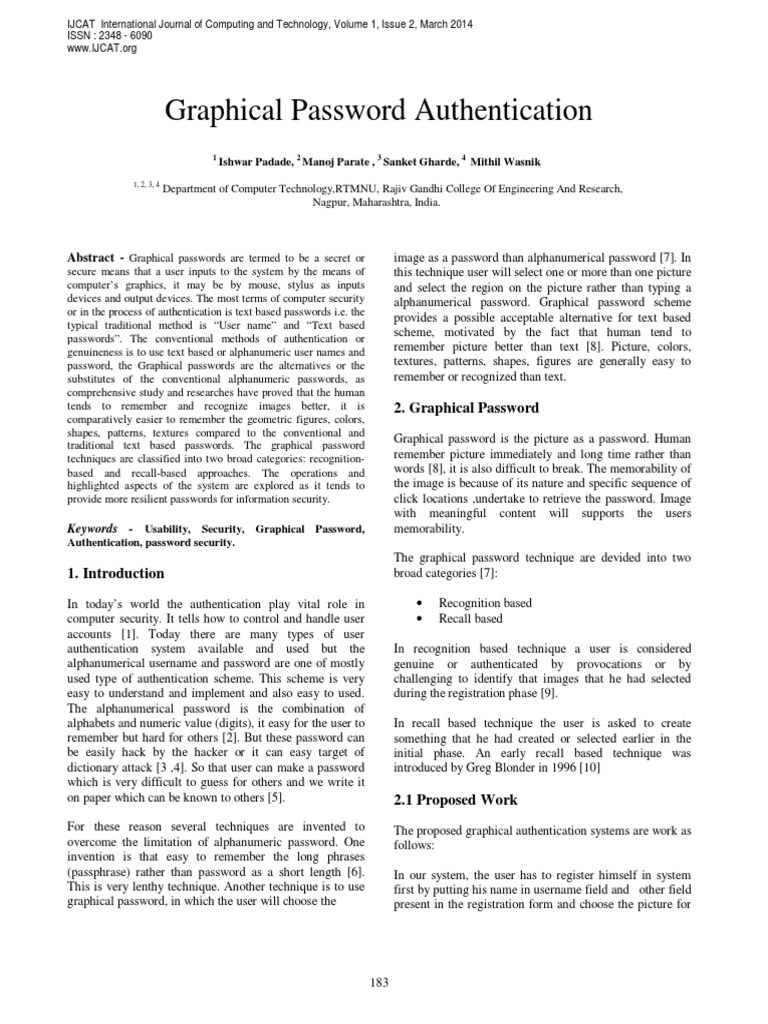 Graphical Password Authentication PDF | Download Free PDF | Password ...