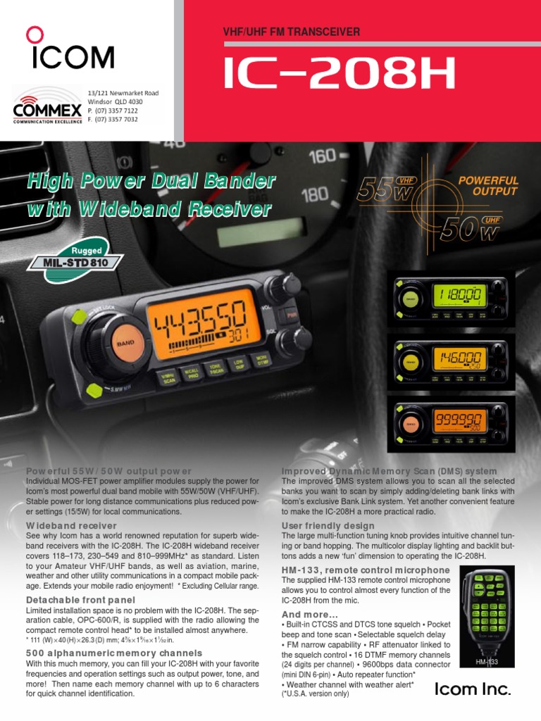ICOM Amateur IC-208H+Brochure | PDF | Very High Frequency | Radio