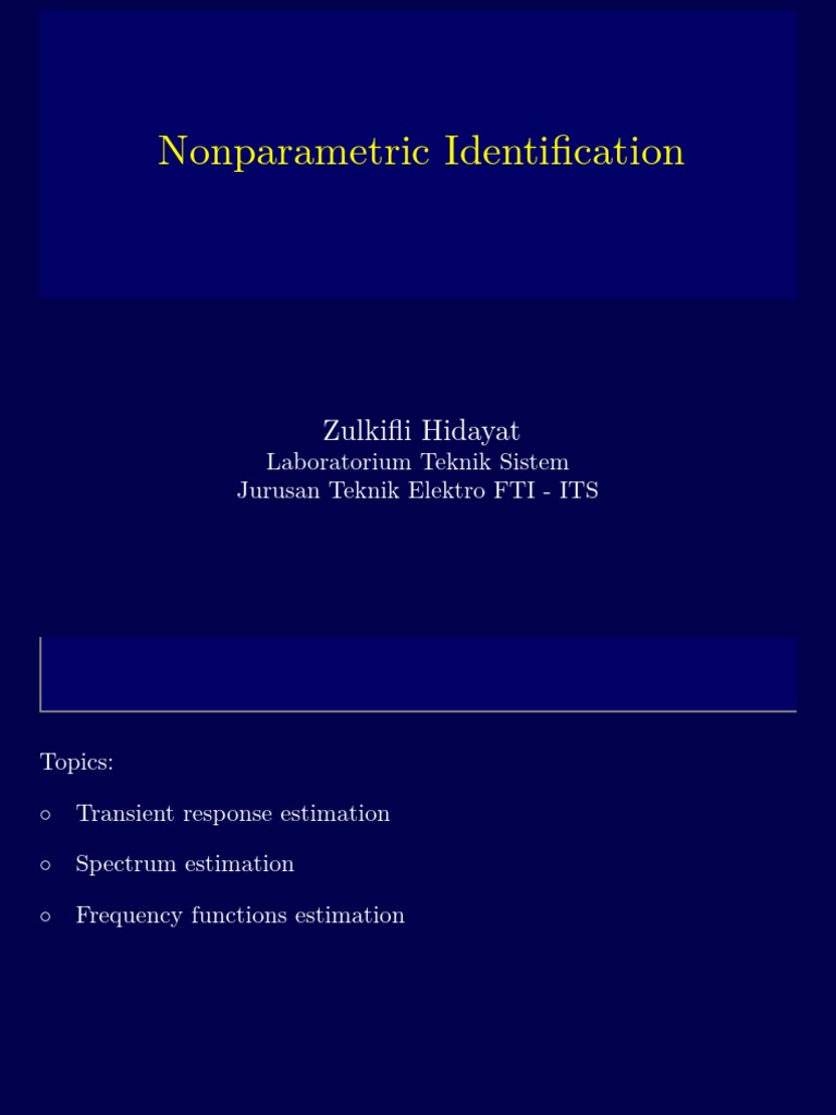 Nonparametric Identification: Zulkifli Hidayat | PDF | Systems Science | Algorithms