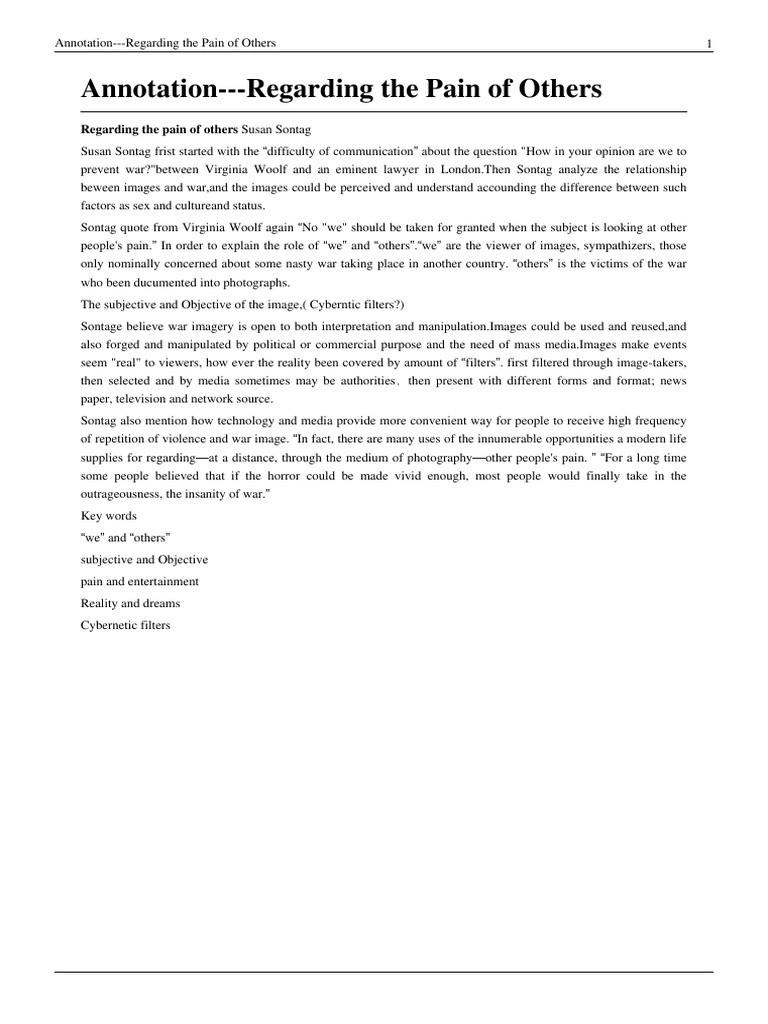 Annotation - Regarding The Pain of Others | PDF