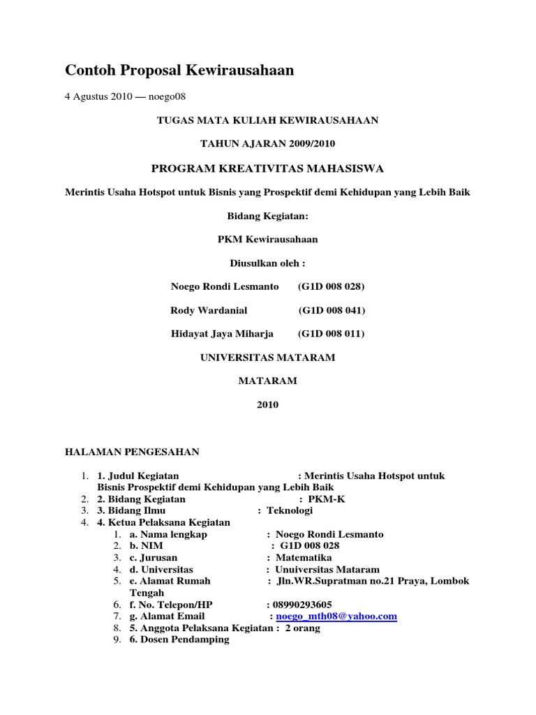 Contoh Proposal Ekotek | PDF