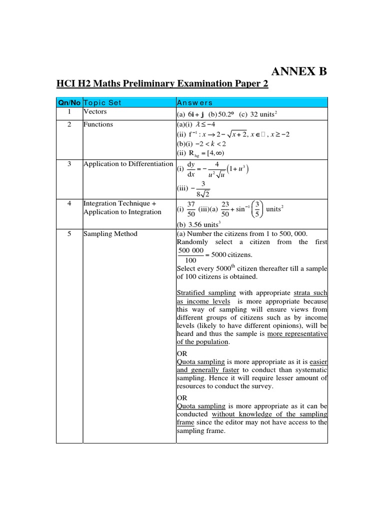 Hci h2 Math p2 Annex B | PDF | Statistical Hypothesis Testing | P Value