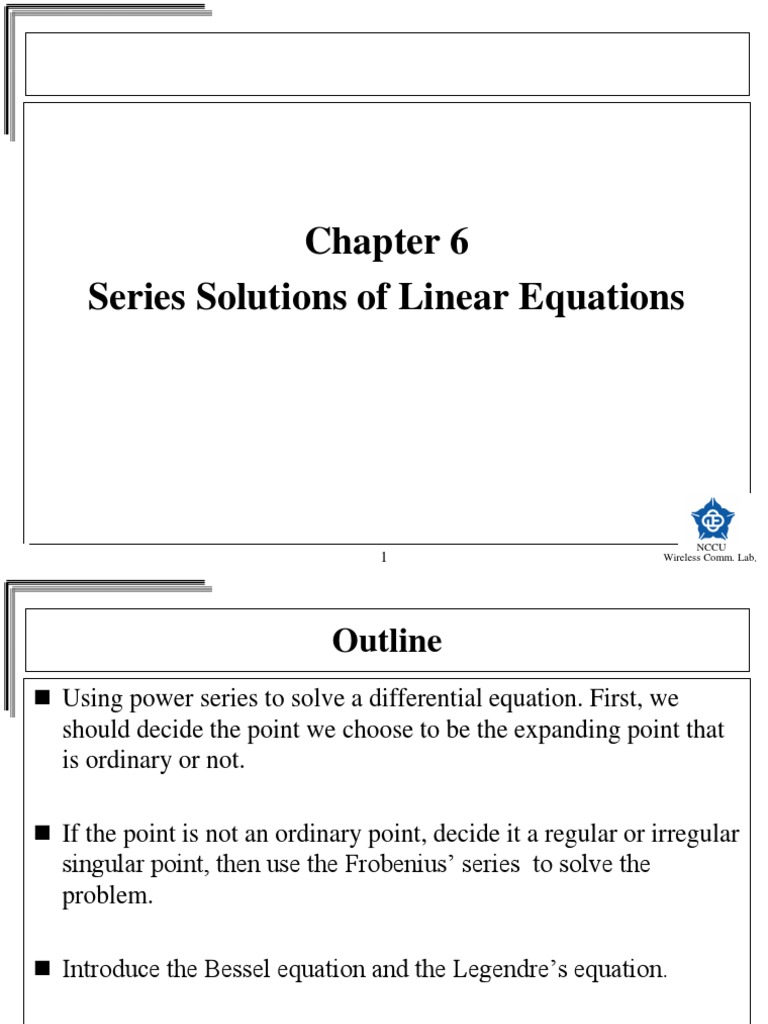 Chap6 Series Bessel Legendre | PDF | Ordinary Differential Equation | Series (Mathematics)